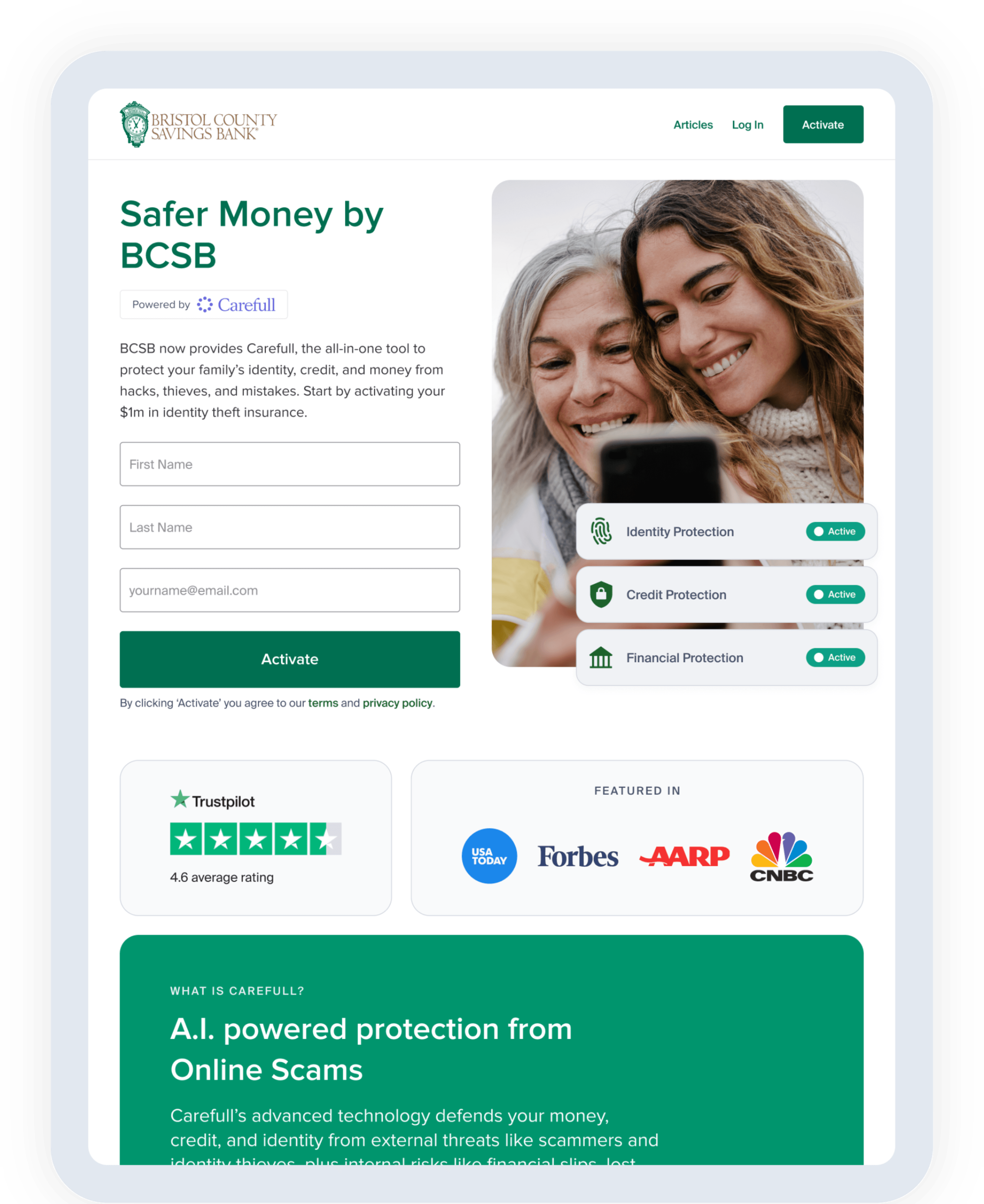 Carefull For Banks & Credit Unions | The financial safety service